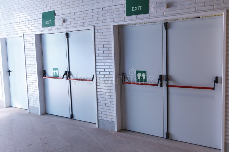 Closed Emergency Exit Doors Stock Image - Image of building, emergency ...