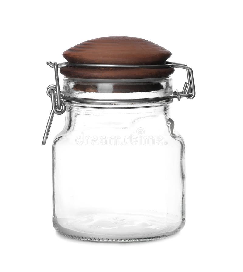 Closed Empty Glass Jar Isolated on White Stock Image - Image of storing ...