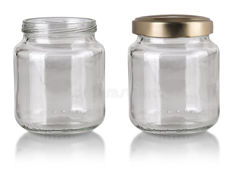 Closed Empty Glass Jar Isolated on White with Clipping Path Stock Image ...