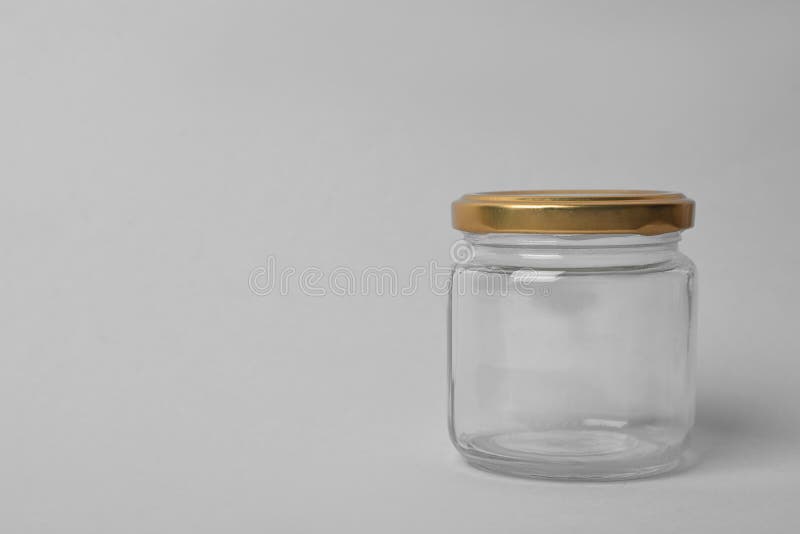 Closed Empty Glass Jar on Background, Space for Text Stock Image ...