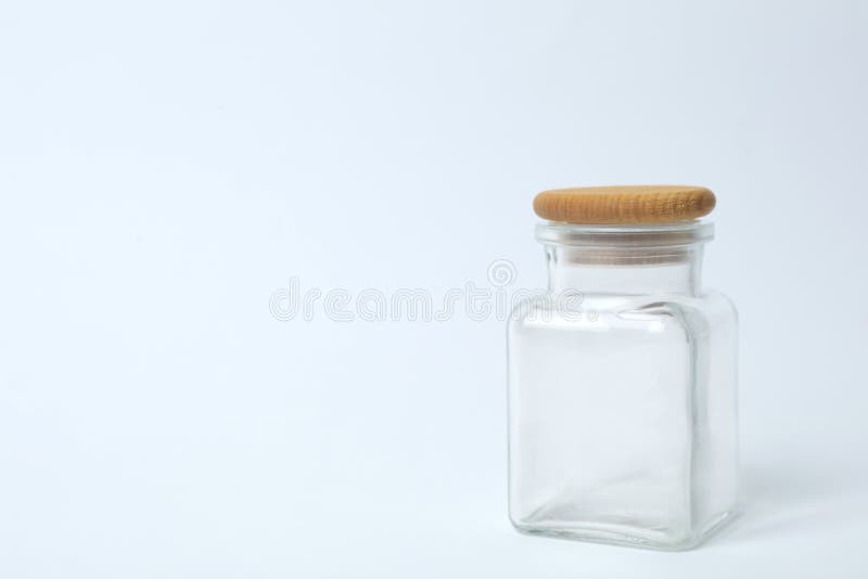 Closed Empty Glass Jar on Background, Space for Text Stock Image ...