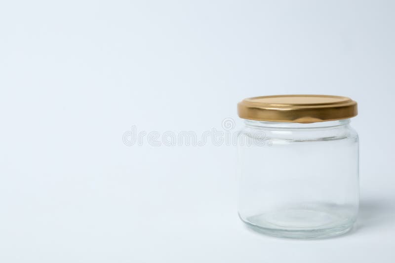 Closed Empty Glass Jar on Light Background, Space for Text Stock Image ...