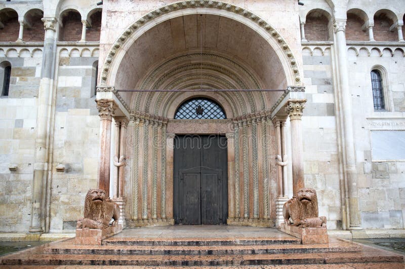 Closed Entrance Gate of the Cathedral of Modena, Italy Stock Photo ...