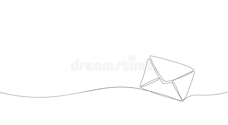 Closed Envelope Continuous Line Drawing. One Line Art of Post Letter ...