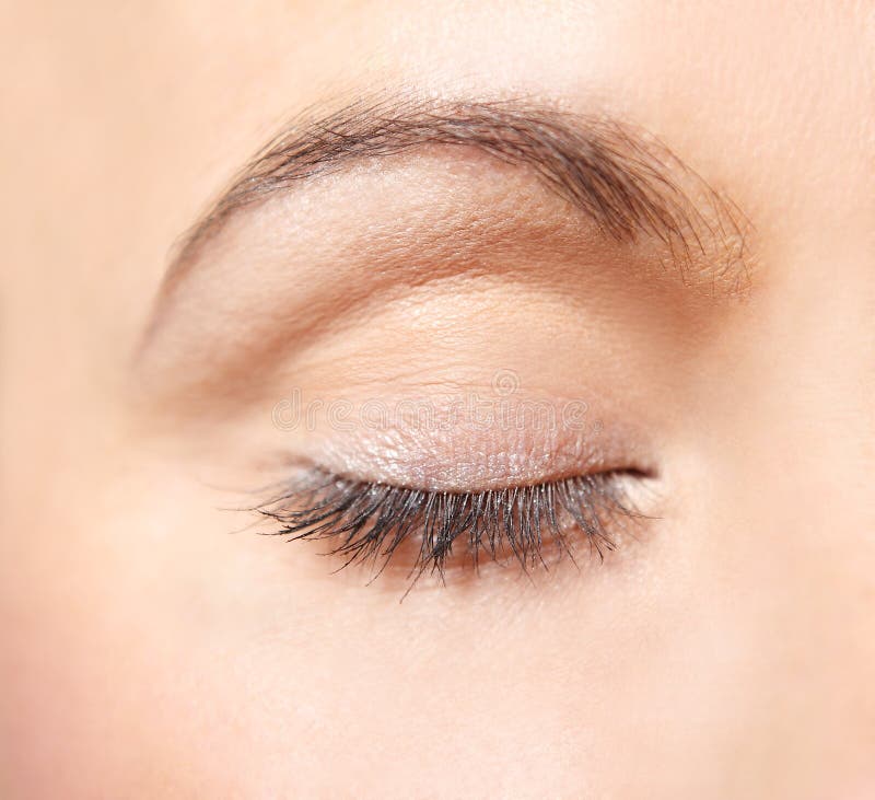 Closed Eye of a Young Woman Stock Photo - Image of face, health: 39275042