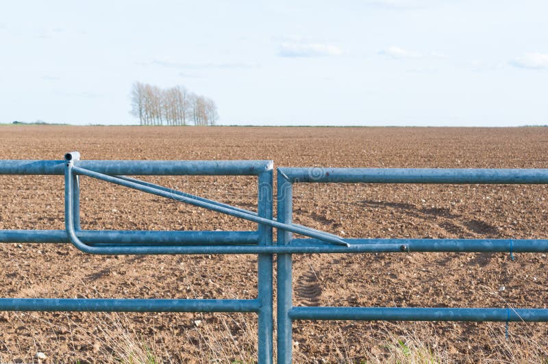 Closed Farmland Metal Gate in England Stock Photo - Image of country ...