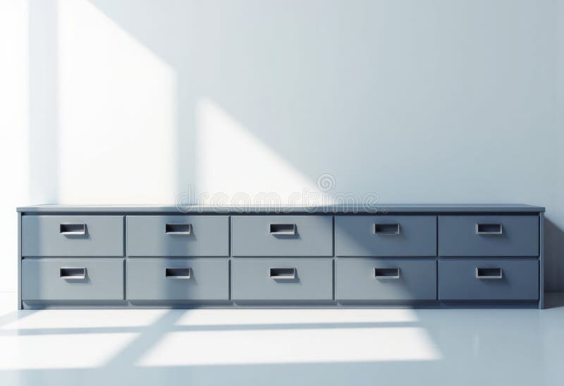 Closed File Cabinet with Multiple Drawers and Blank Tabs for Labeling ...