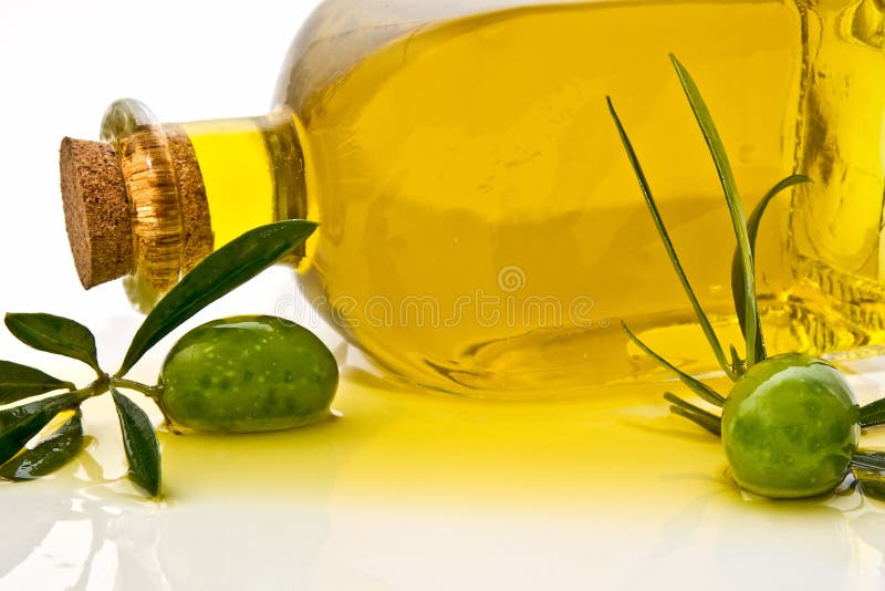 Closed flat flask of oil stock photo. Image of healthy - 12743510
