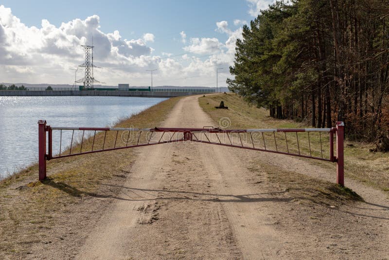 Closed Forest Path by the Water Channel. a Barrier on a Forest Duke by ...