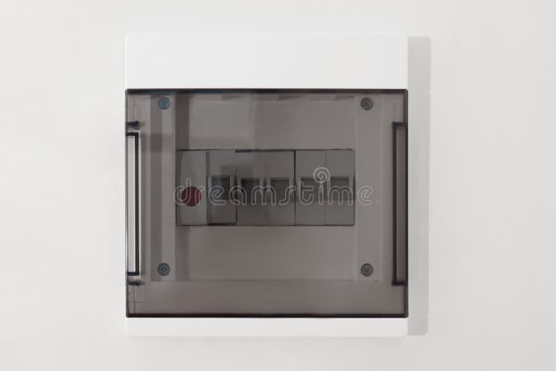 Closed Fuse Box on Beige Wall, Closeup Stock Photo - Image of object ...