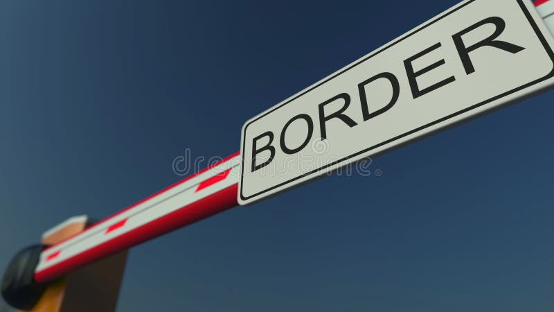 Closed Gate with BORDER Sign. Conceptual 3D Rendering Stock ...