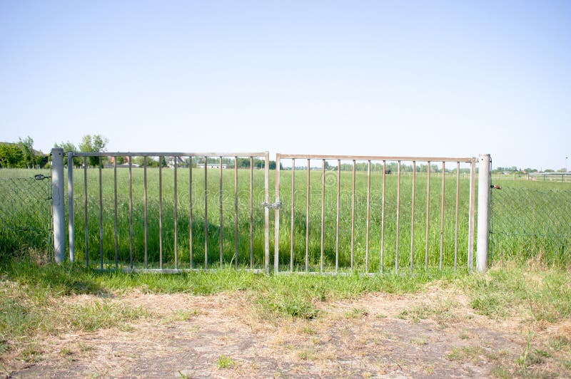 Closed Gate that Gives Access To a Meadow Stock Photo - Image of opened ...