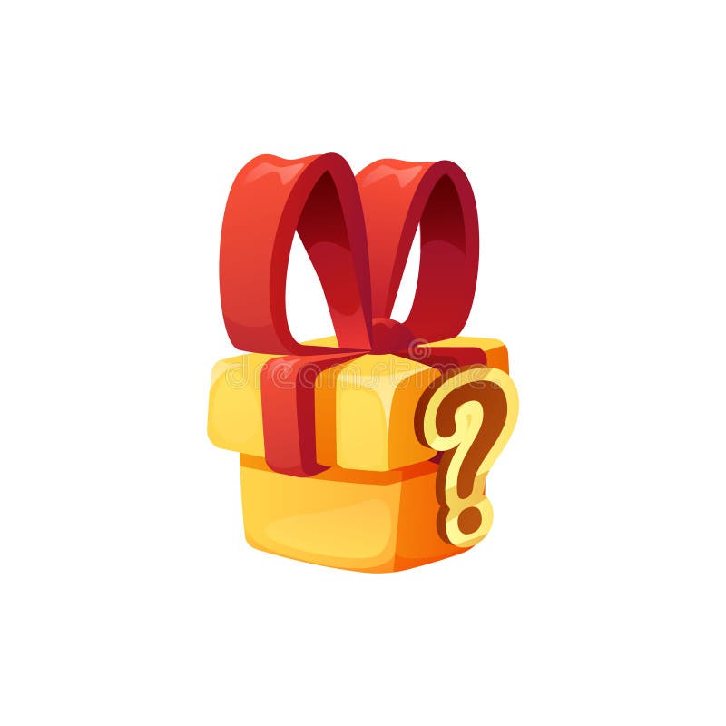Closed Gift Box with Question Mark, Realistic Vector Illustration ...