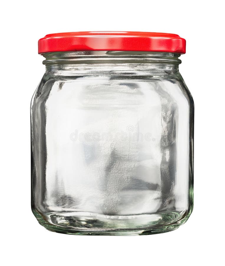 Empty Glass Jar Closed By A Metal Cover With Reflection, Isolated On A ...