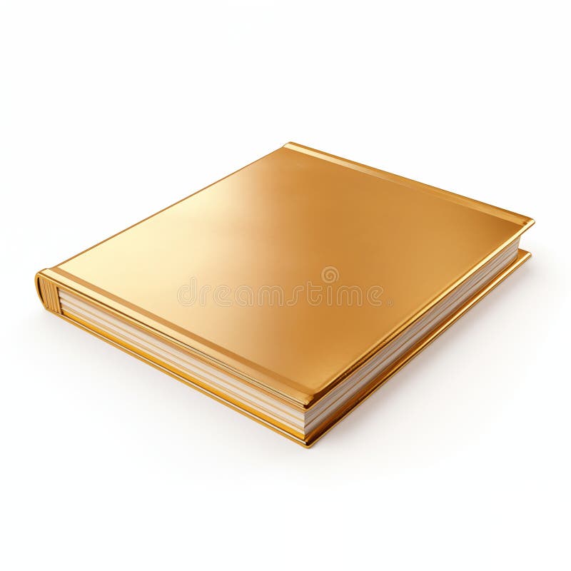 Closed Golden Book with Shiny Cover on White Background Stock ...