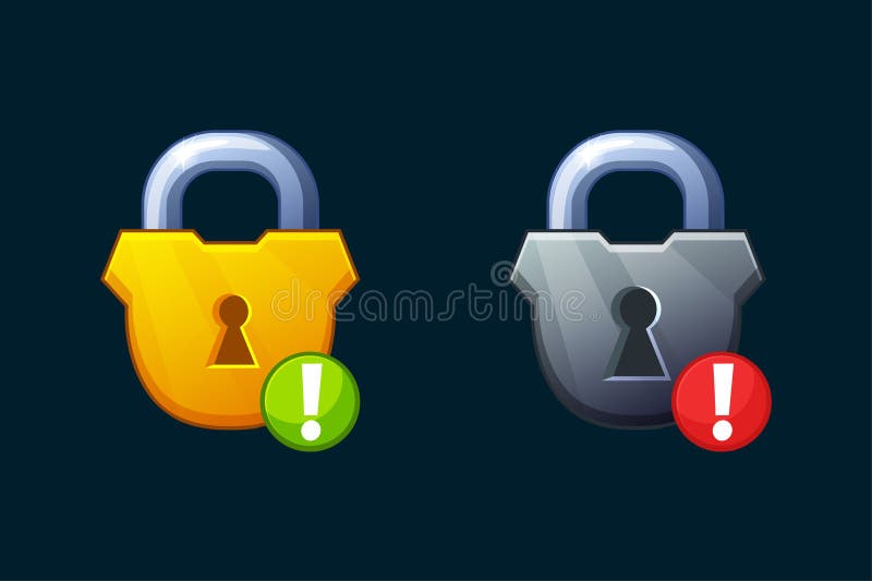 Closed Golden Padlock. Game Icon Stock Vector - Illustration of privacy ...