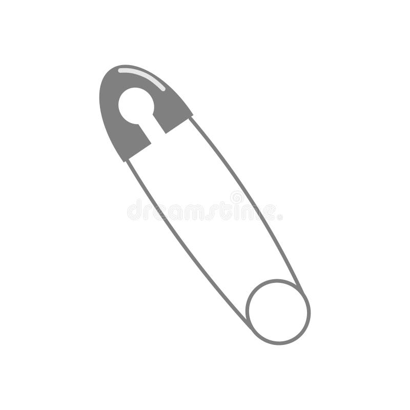 Closed Gray Safety Pin Icon in Flat Minimalist Design on White ...