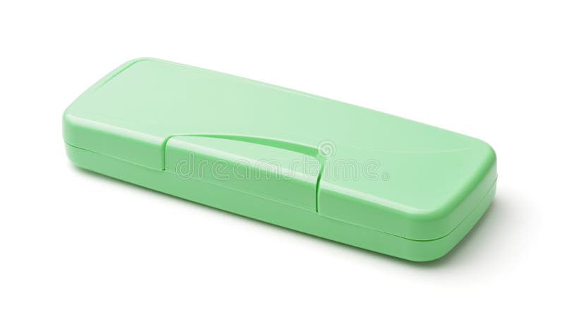 Closed Green Plastic Pencil Box Stock Photo - Image of plastic, case ...