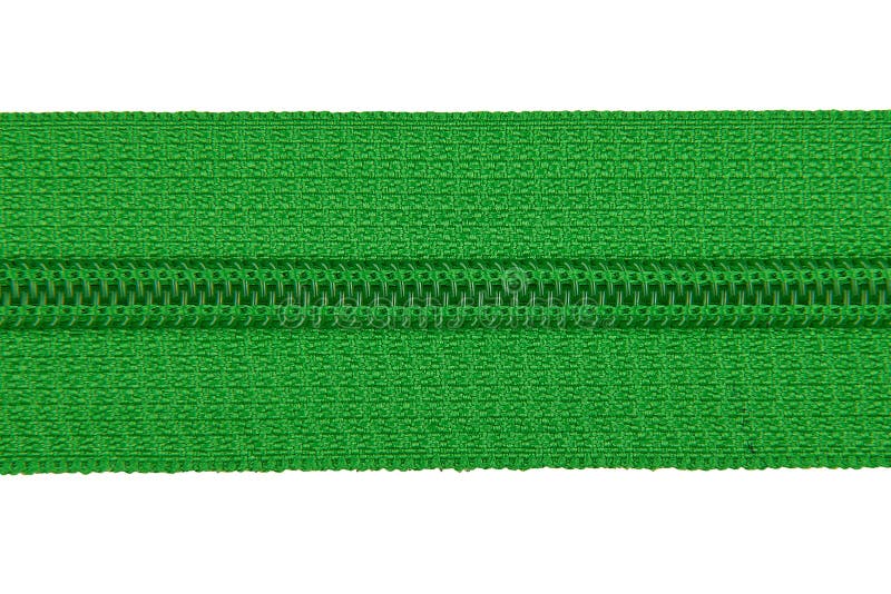 Closed Green Zipper Isolated on White Background. Green Zipper for ...