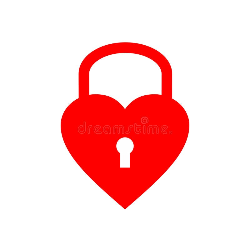 Closed Heart Padlock Design Stock Illustration - Illustration of ...