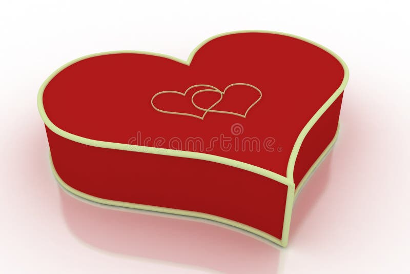 Closed Heart Shaped Box on White Background Stock Illustration ...