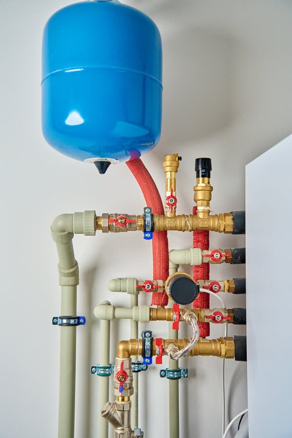 Closed Heating System with Expansion Tank and Valves Stock Photo ...