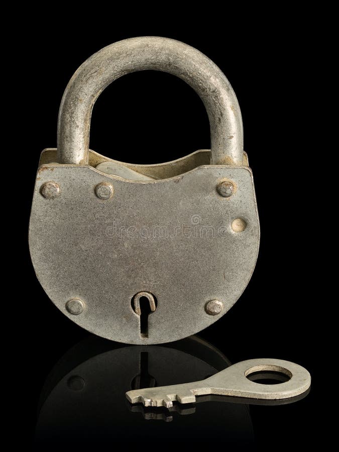 Closed Hinged Lock and Flat Key Stock Photo - Image of safety, metal ...