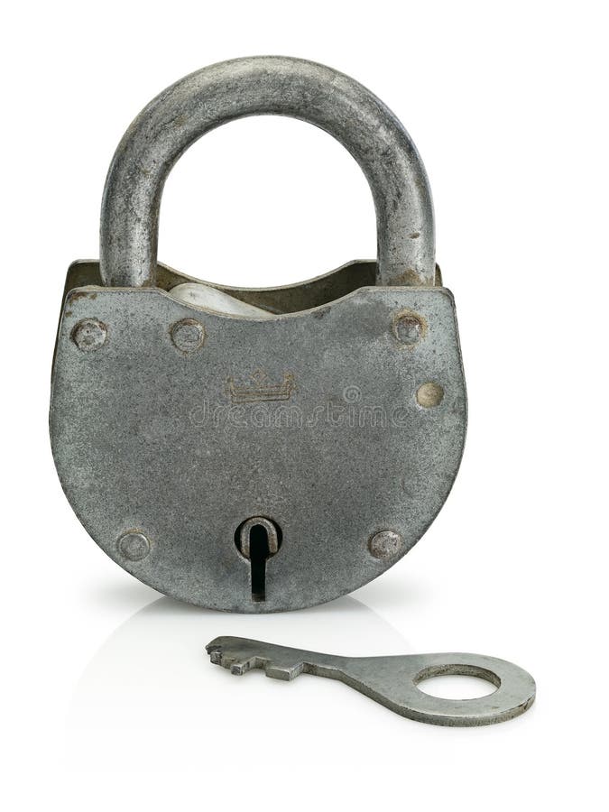 Closed Hinged Lock and Flat Key Stock Photo - Image of rivets, closeup ...