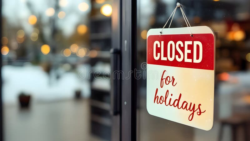 Closed for the Holidays Sign Stock Illustration - Illustration of door ...