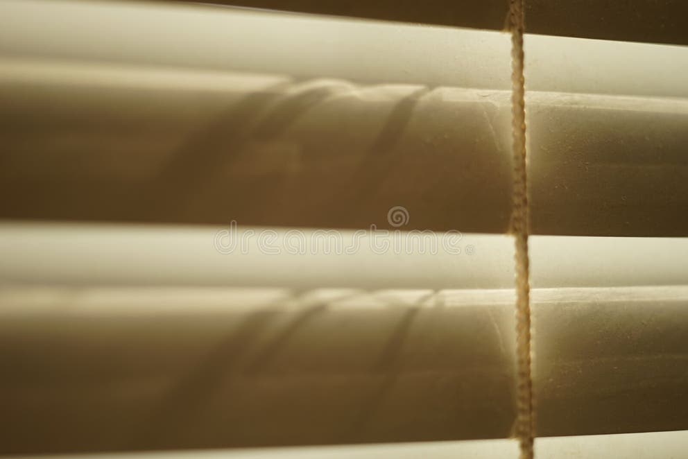 Closed Horizontal Blinds with Rope, Front View Close-up Stock Image ...