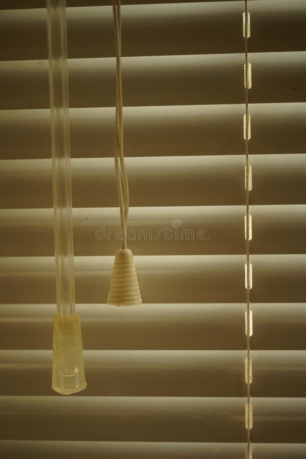 Rope Blinds with Plastic Cap Close-up on a Background of Horizontal ...