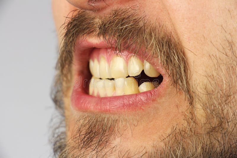 Closed Human Teeth Grin, Closeup, Side View Stock Photo - Image of ...