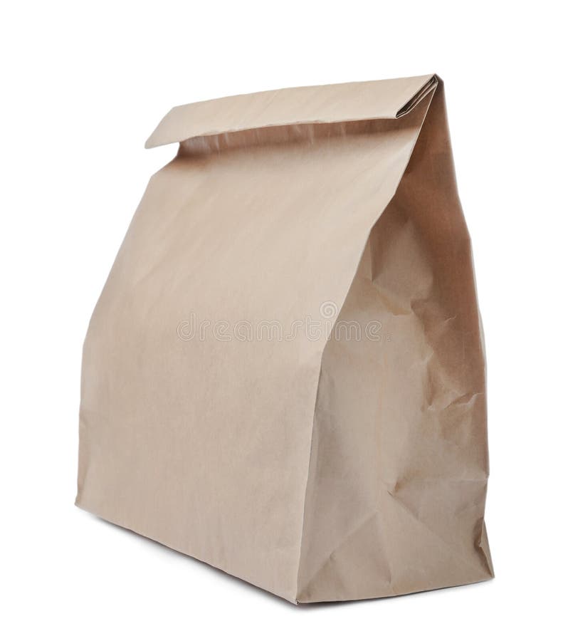 Closed Kraft Paper Bag on White Stock Photo - Image of brown, design ...