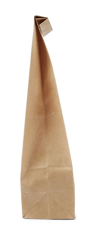 Closed Kraft Paper Bag Isolated on White Stock Photo - Image of craft ...