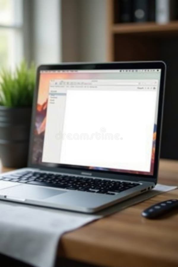 Closed Laptop Blank Screen Tidy Office Setup Neat Light Idle Stock ...