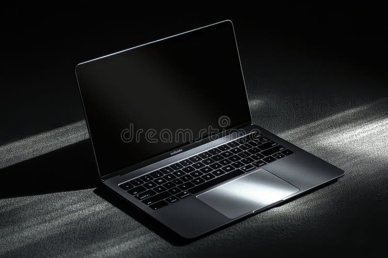 A Closed Laptop Computer on a Black Surface Stock Illustration ...
