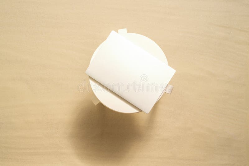 Closed Laptop on the Table on the Sand of Beach. Top View. Selected ...