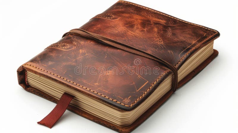A Closed Leather Journal with a Bookmark. Stock Image - Image of ...