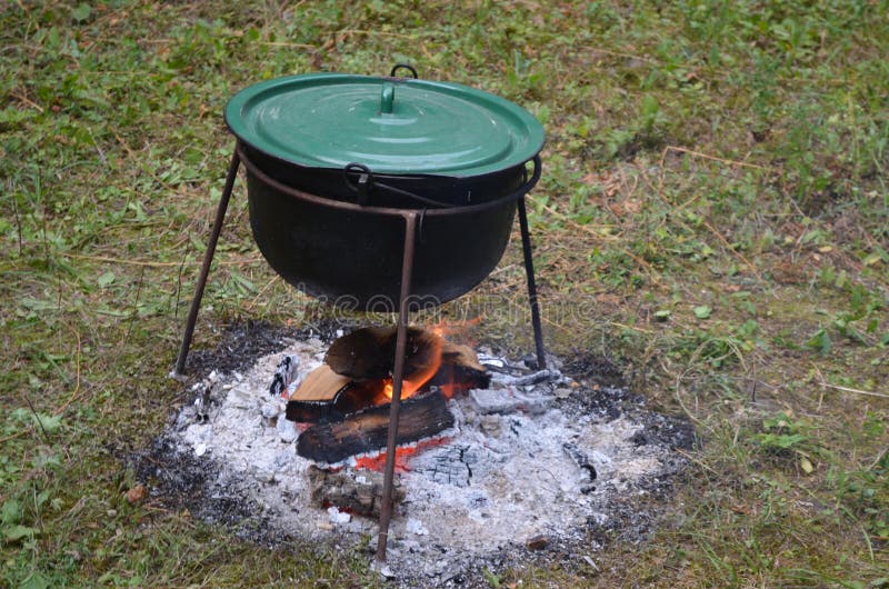 Closed with a Lid, the Boiler is on the Fire Stock Image - Image of ...