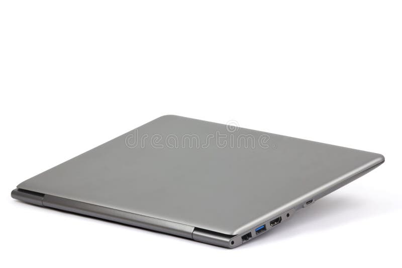 Closed Lightweight Silver Laptop Computer Isolated Stock Image - Image ...