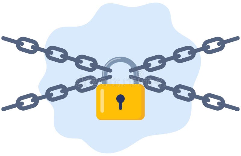 Closed Lock on the Chains. Symbol of Protection of Information ...