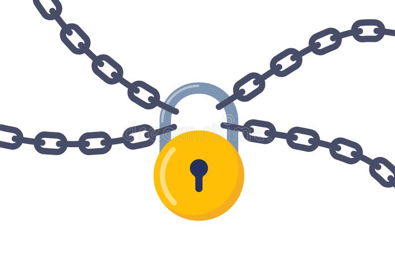 Closed Lock on the Chains. Symbol of Protection of Information ...