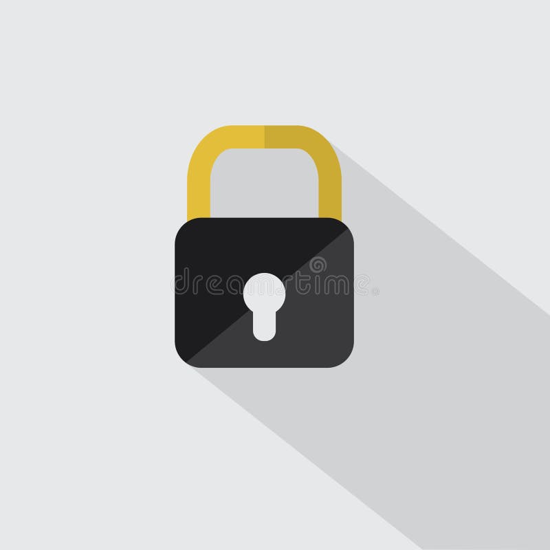 Closed Lock Icon with Shadow Stock Vector - Illustration of long ...