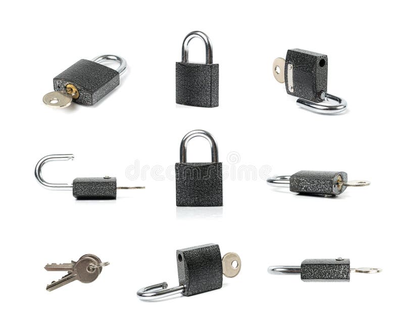 Closed Lock Isolated, Locked Black Padlock on White Background, Privacy ...