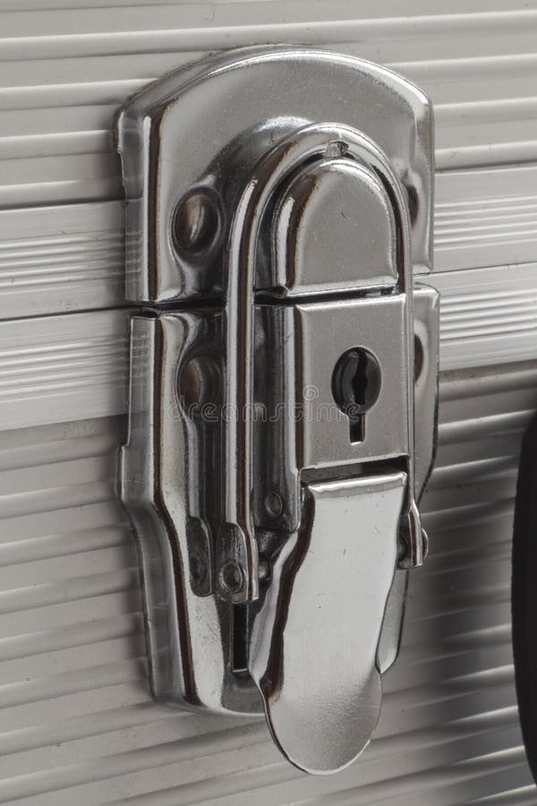 Closed Lock of a Metal Suitcase Stock Image - Image of locked, case ...