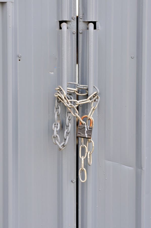 Closed and Locked Door with Chain Stock Photo - Image of iron, shape ...