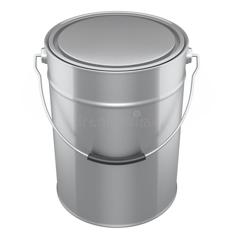Closed Metal Can or Buckets of Paint with Handle on White Background ...