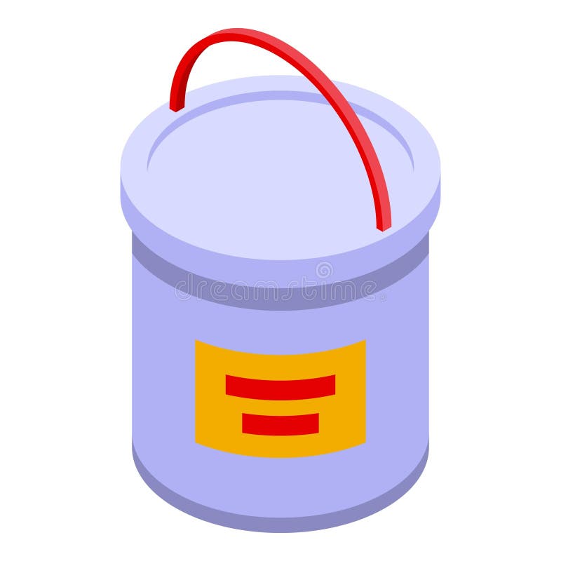 Closed Metal Paint Bucket with Red Handle Isometric View Stock ...
