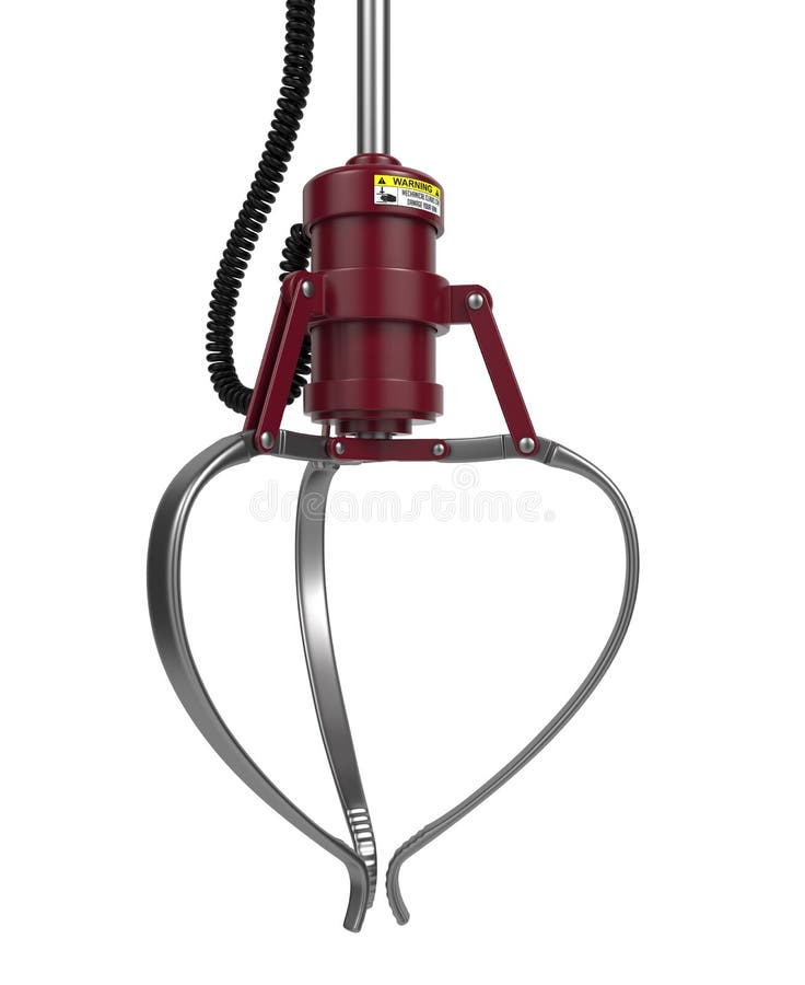 Closed Metal Robotic Claw in Red Color. Stock Illustration ...
