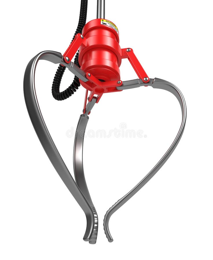 Closed Metal Robotic Claw in Red Color. Stock Illustration ...